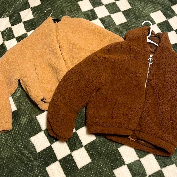 Jackets & Coats | 2 Shein Fluffy Cozy Cute Crop Jacket Worn Once Good ...
